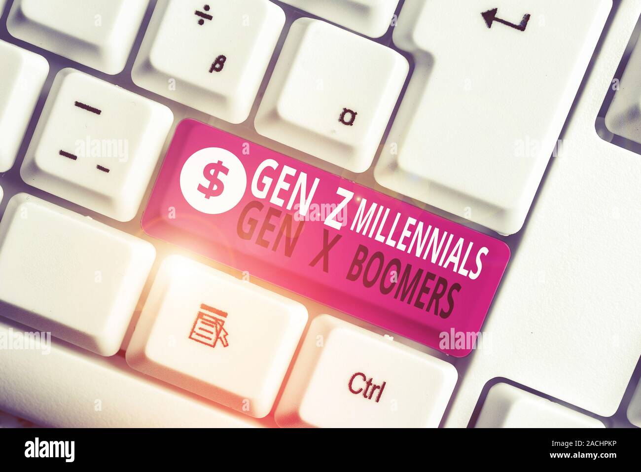 Writing note showing Gen Z Millennials Gen X Boomers. Business concept ...