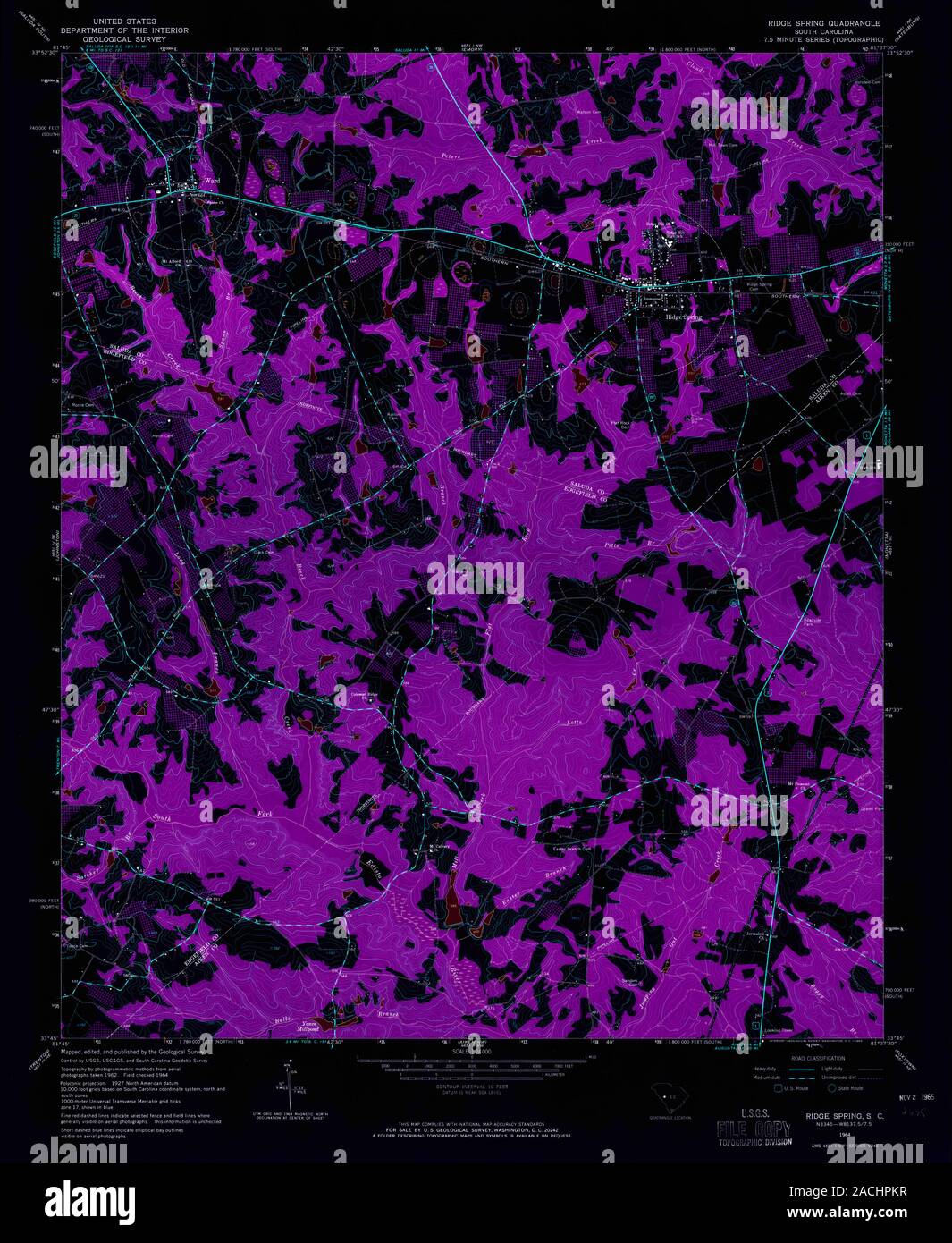 USGS TOPO Map South Carolina SC Ridge Spring 261488 1964 24000 Inverted ...