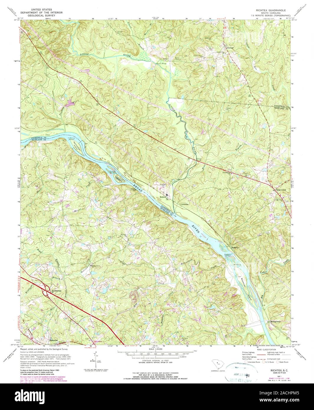 USGS TOPO Map South Carolina SC Richtex 261487 1971 24000 Restoration ...