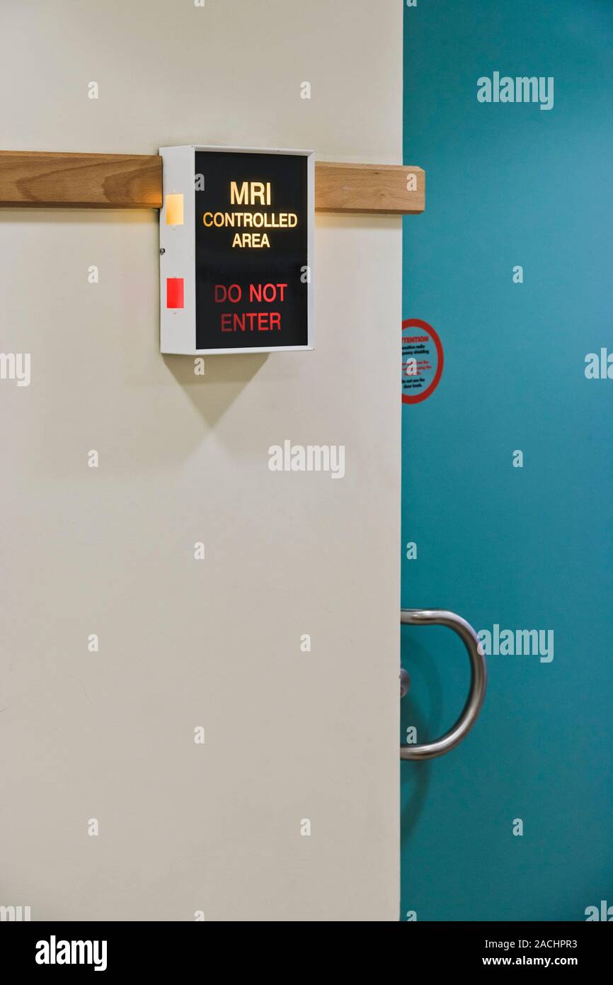 A controlled area which has a lit sign outside reading: MRI controlled ...