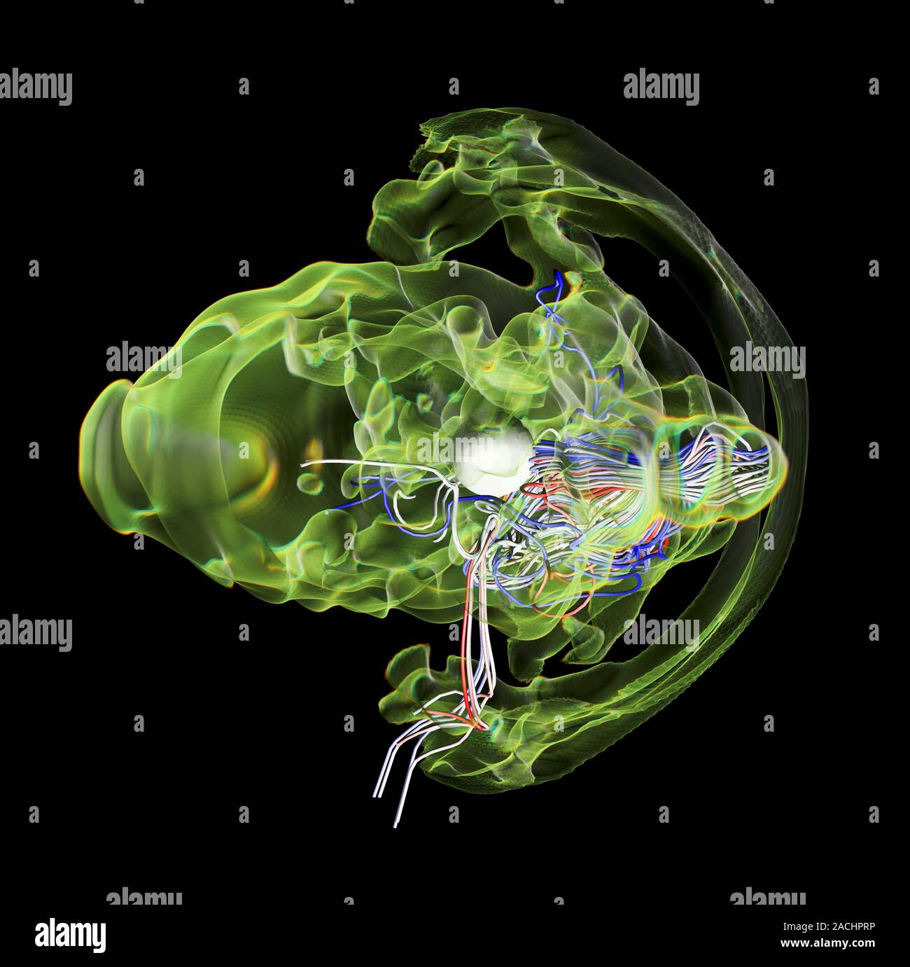 Supernova collapse simulation, showing the turbulent flow and fluid ...