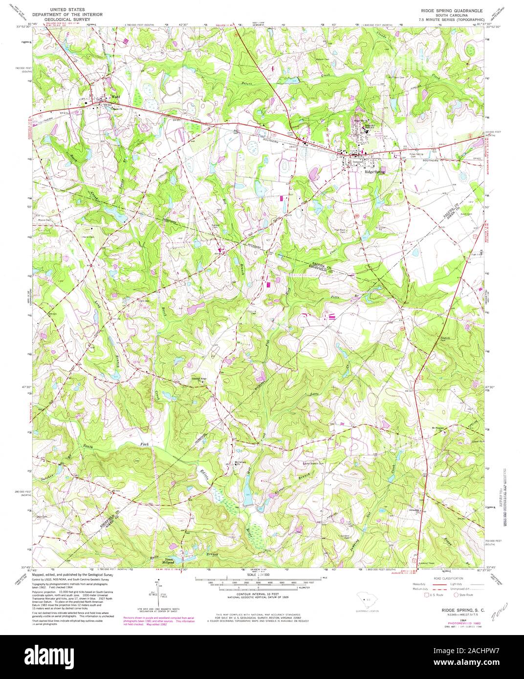 USGS TOPO Map South Carolina SC Ridge Spring 261489 1964 24000 ...
