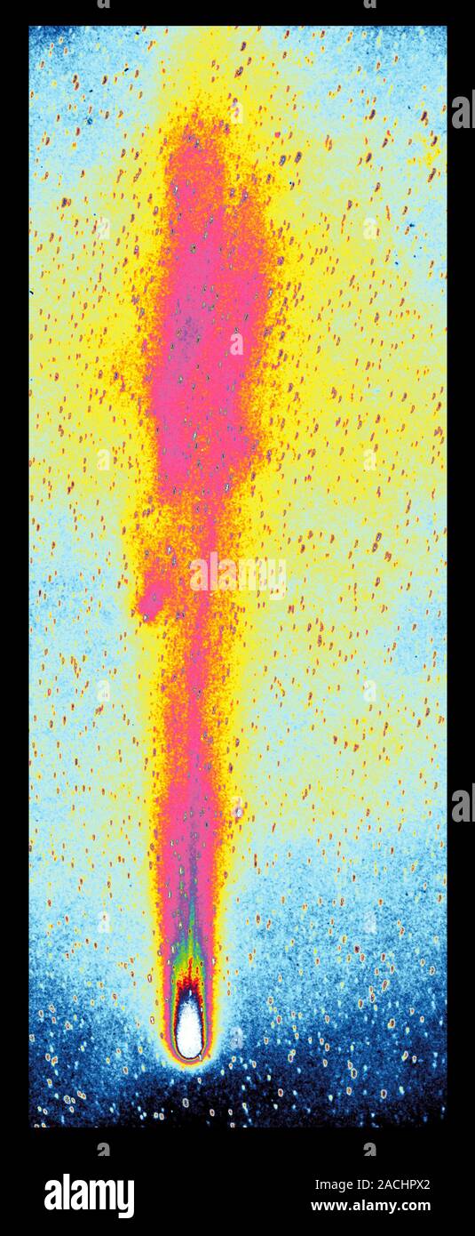 Halley's Comet in May 1910, coloured image. This appearance of Halley's ...