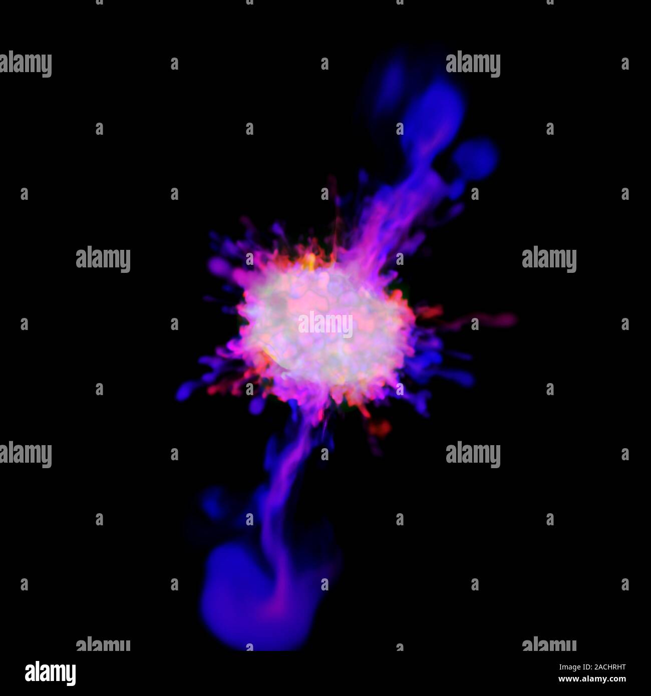 Supernova explosion. 3D supercomputer simulation of a supernova ...
