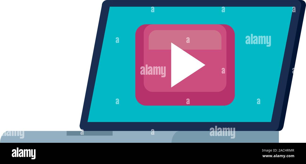 laptop computer with play symbol isolated icon Stock Vector Image & Art ...
