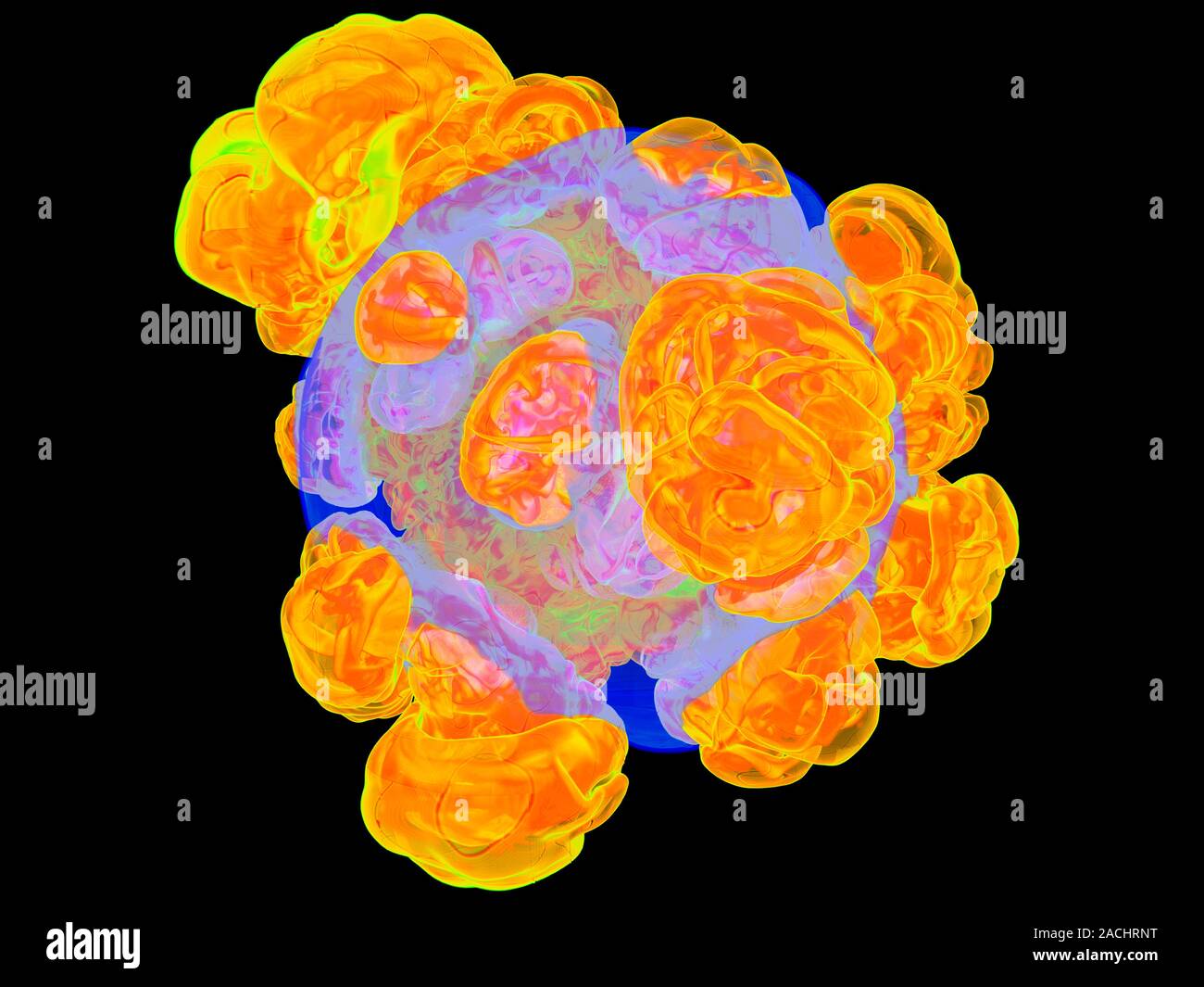 Exploding white dwarf, 3D simulation. Supercomputer model of a Type Ia ...