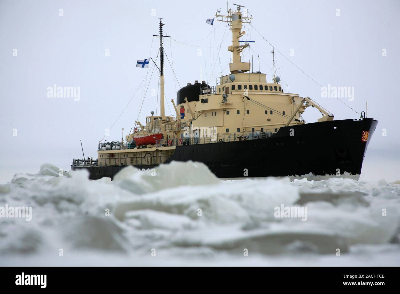 Icebreaker tourist ship. This is the icebreaker Sampo, which operates ...