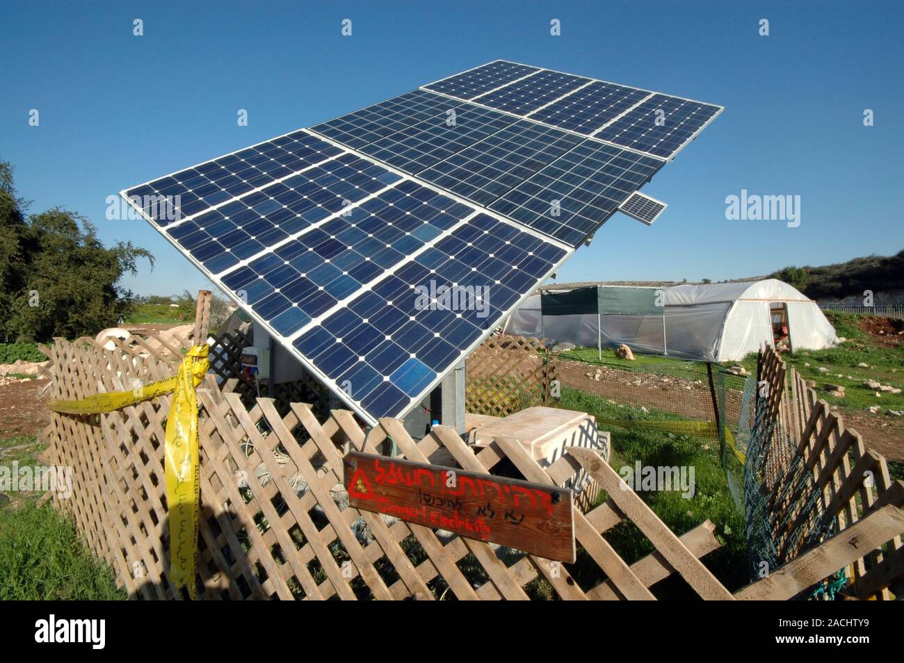 Solar panels being used on a farm. Photographed in Israel Stock Photo ...