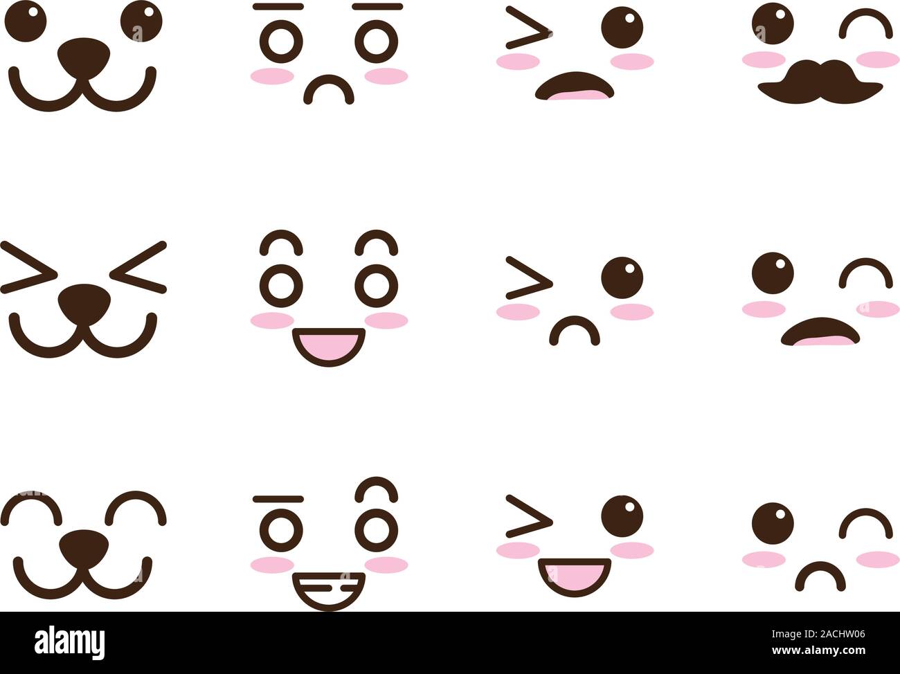 bundle of faces kawaii characters Stock Vector Image & Art - Alamy