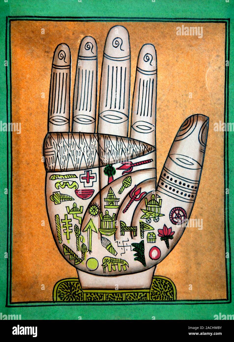 Indian palmistry map. Palmistry, also called chiromancy, is a belief ...