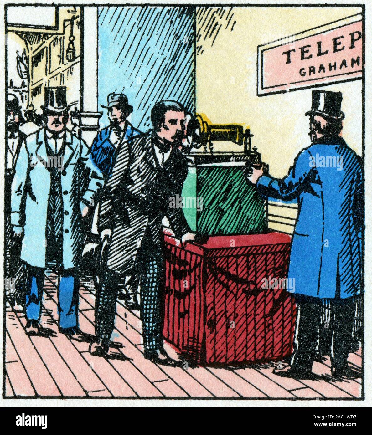 Exhibition of Bell's telephone. Patented in March 1876 by the Scottish ...