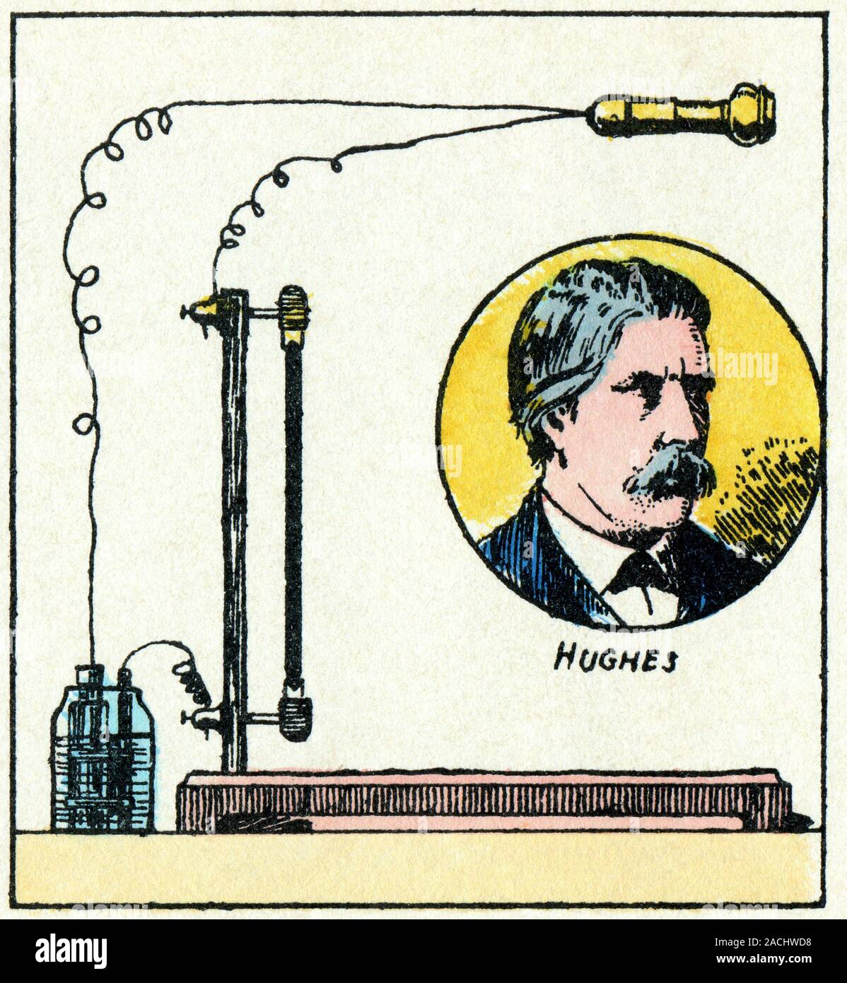 Hughes' carbon microphone. British physicist David Edward Hughes (1831 ...