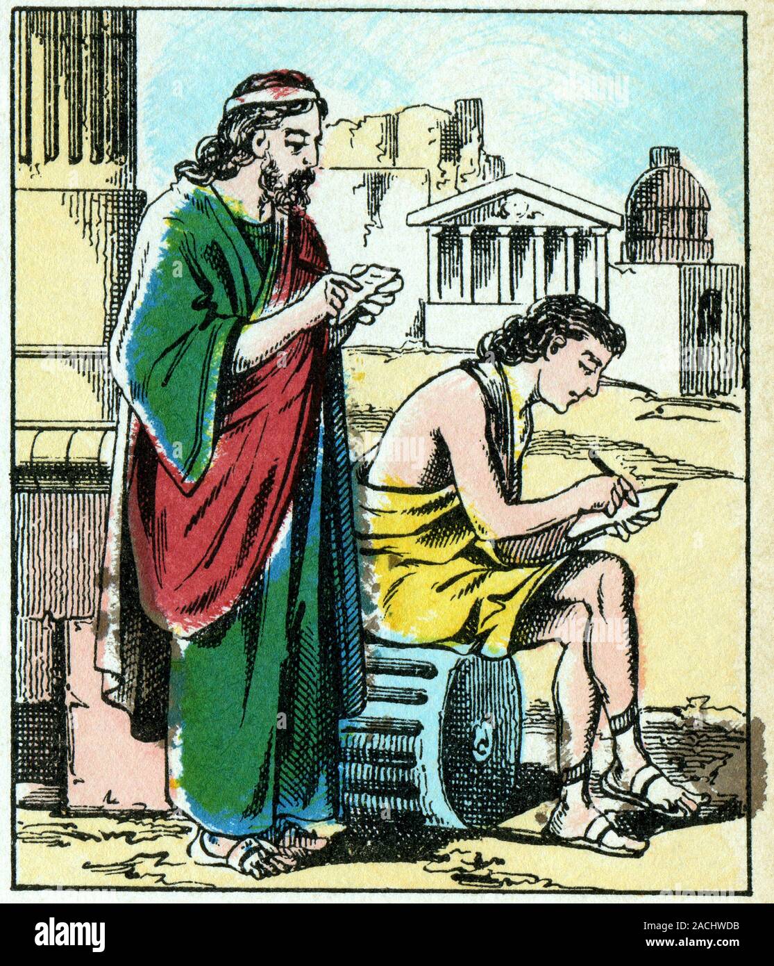 Wax tablet writing in Ancient Rome. Romans using a stylus and wax ...