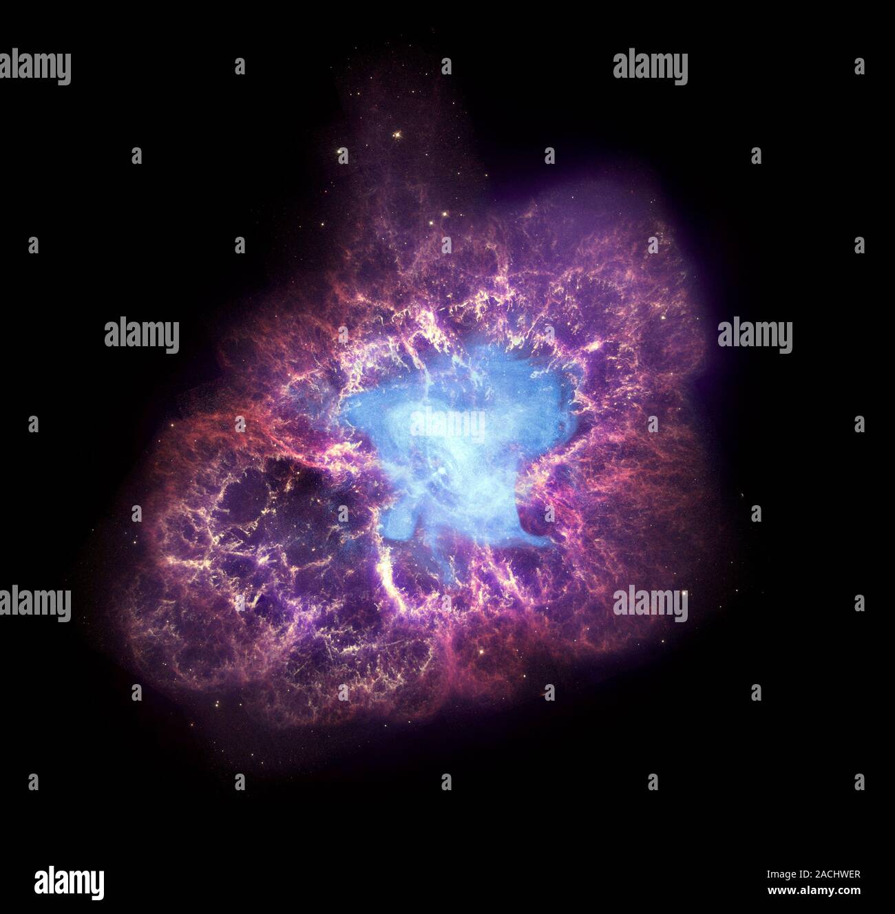 Crab Nebula (M1). Composite X-ray, infrared and optical image of the ...
