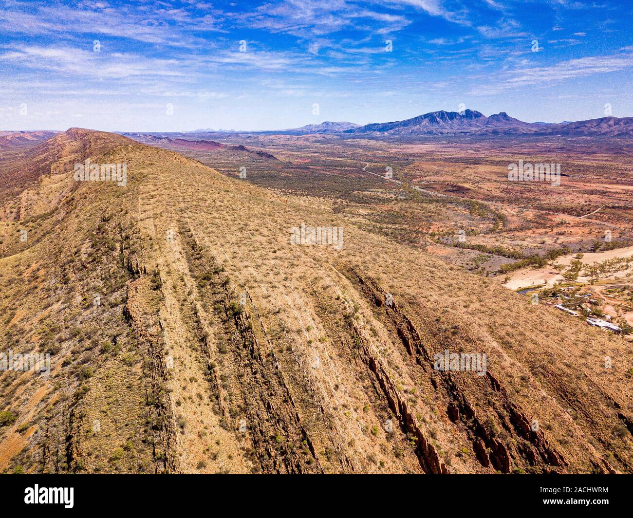The mountain range in front of Glen Helen Lodge in the West MacDonnell ...