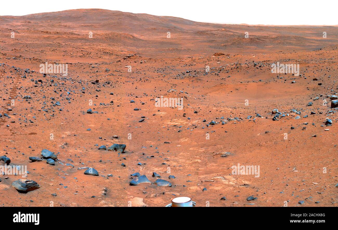 Martian landscape. False-colour image of the Martian surface taken by ...