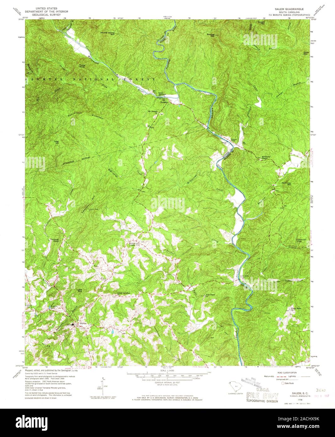 USGS TOPO Map South Carolina SC Salem 261514 1959 24000 Restoration ...