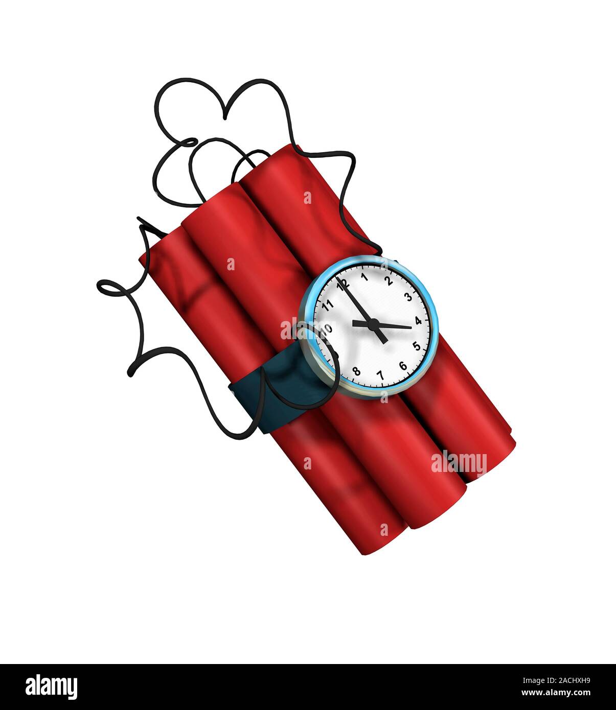 Bomb. Computer artwork of a timer tied around sticks of dynamite Stock ...