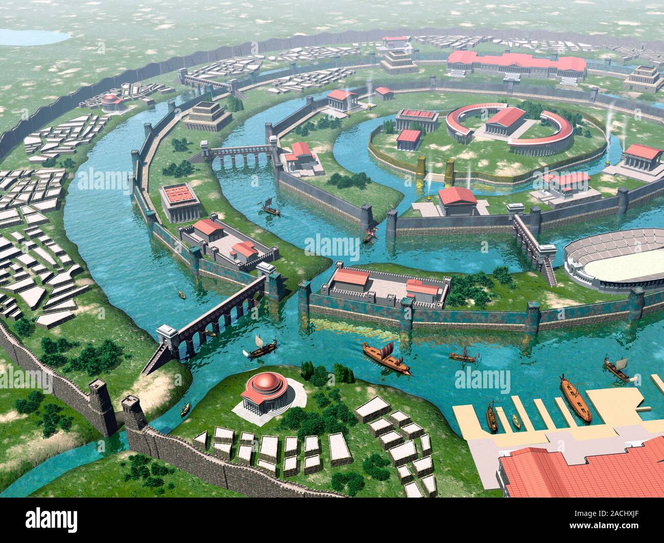 Atlantis. Artist's impression of the mythological city of Atlantis. The ...