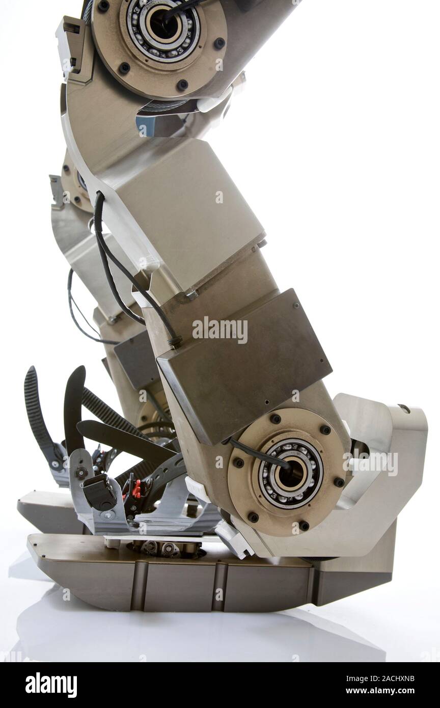 Body Extender robotic legs. Close-up of the legs of the Body Extender ...