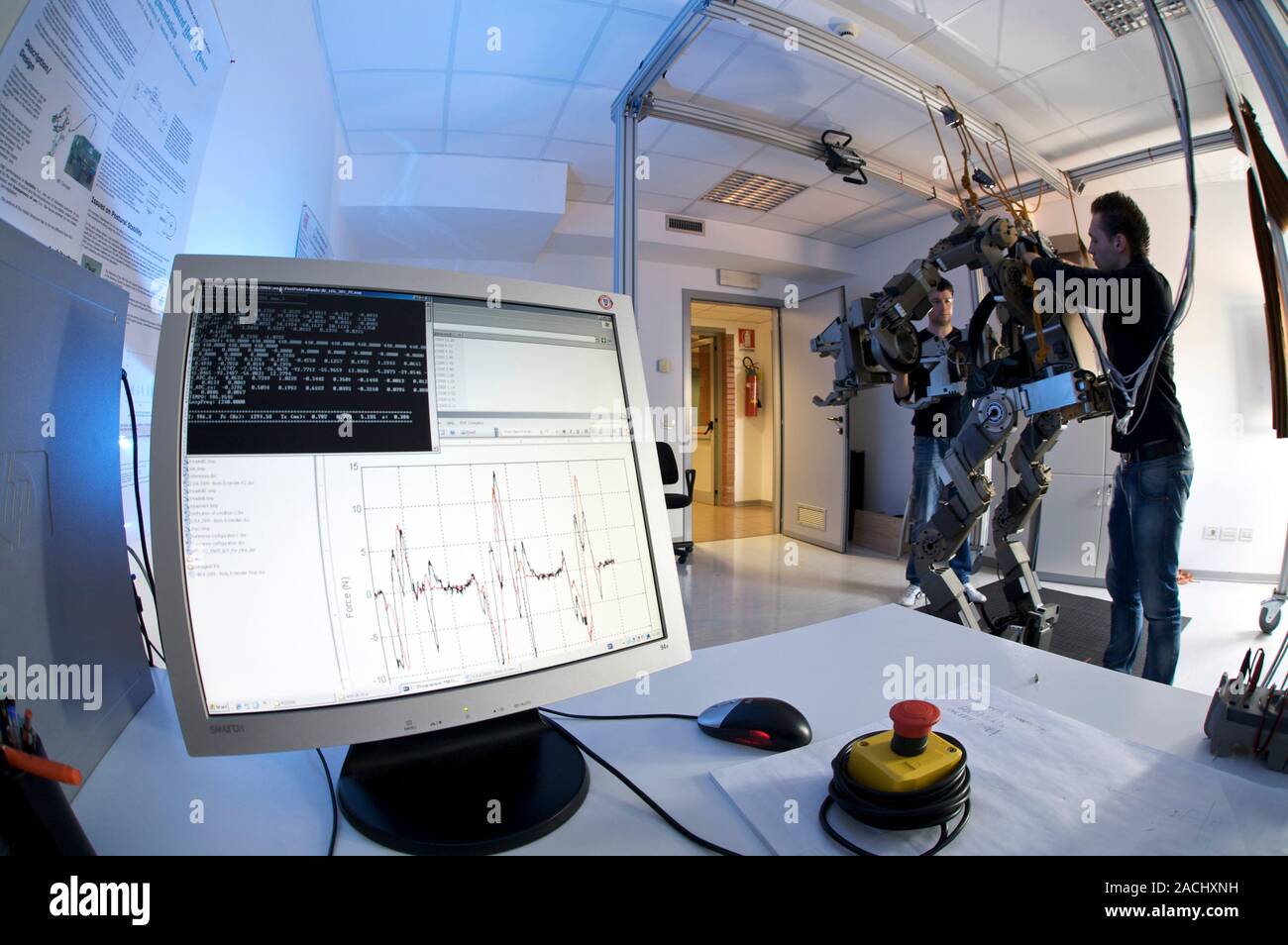 Body Extender robot, design process. Computer recording data as a ...
