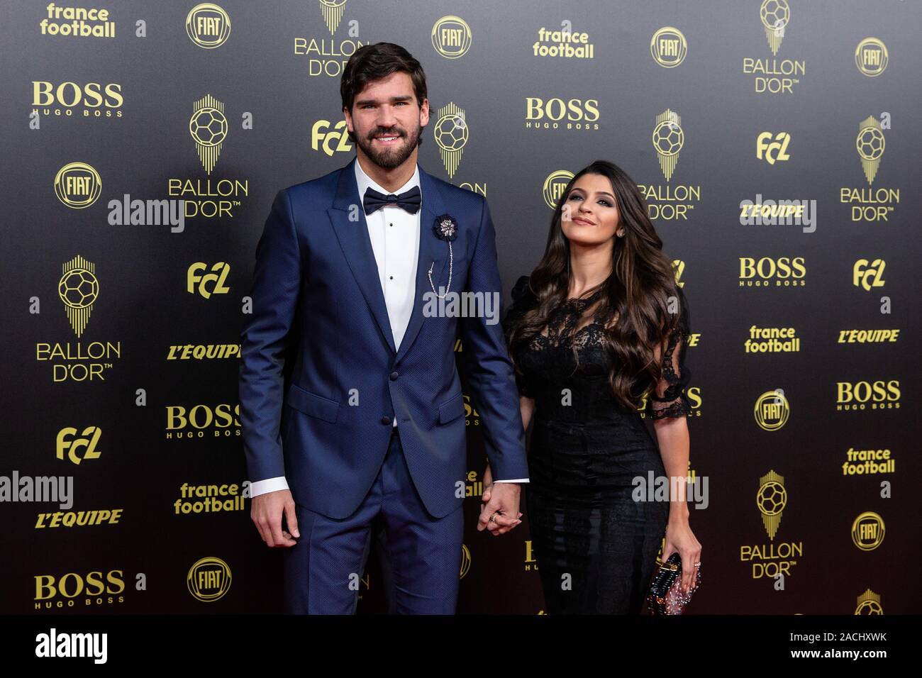 Paris, France. 2nd Dec, 2019. Liverpool's Brazilian goalkeeper Alisson ...