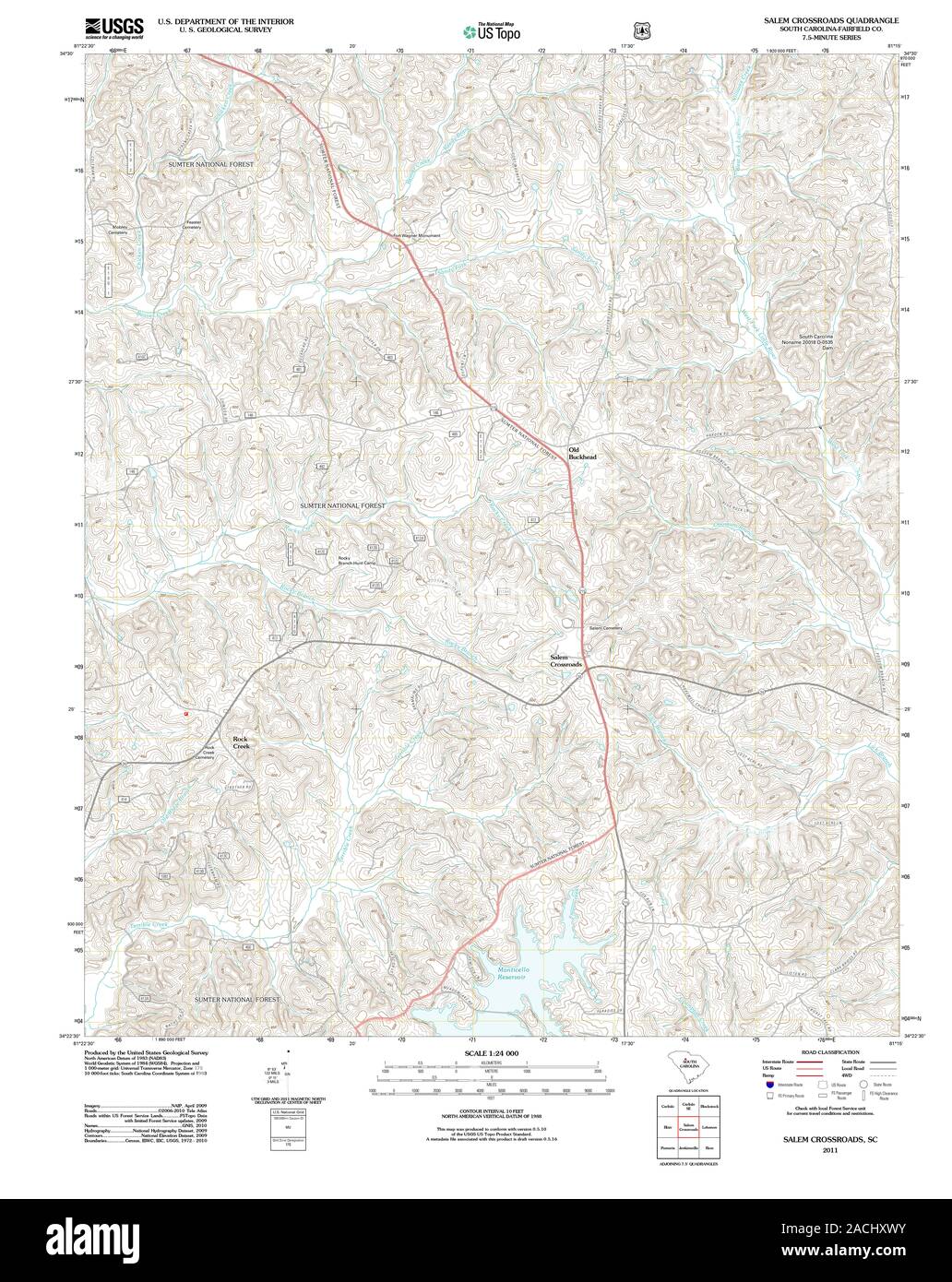 USGS TOPO Map South Carolina SC Salem Crossroads 20110818 TM ...