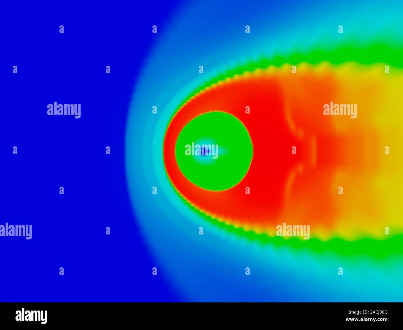 Heliosphere model. Magnetohydrodynamical (MHD) model showing how the ...