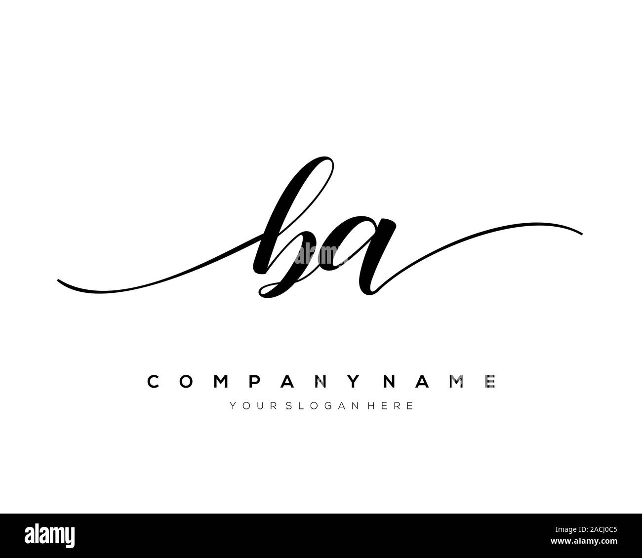 BA Letter initial handwriting logo vector Stock Vector Image & Art - Alamy