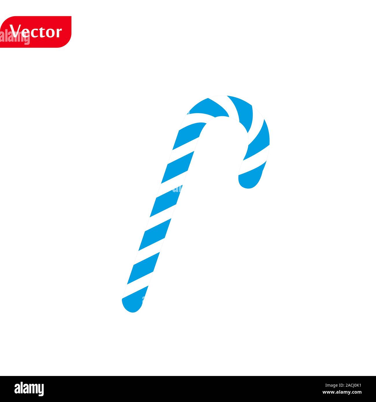 Merry Christmas blue Candy Cane. Isolated. Flat design. White ...