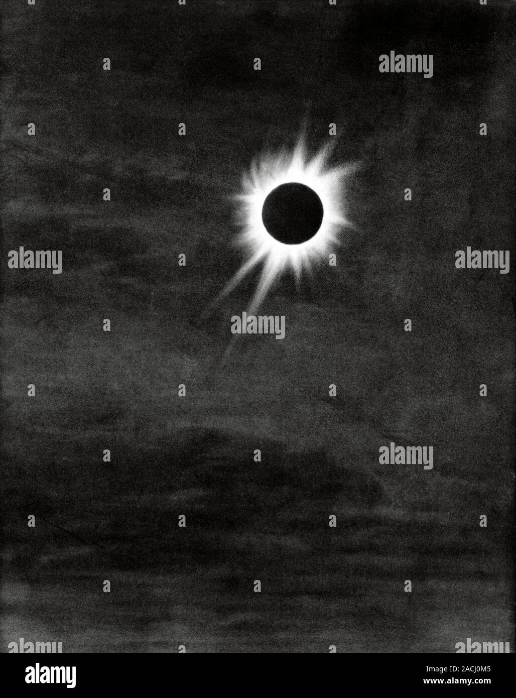 Total solar eclipse, 30/08/1905. Artwork showing the Sun's corona during the total solar eclipse ...