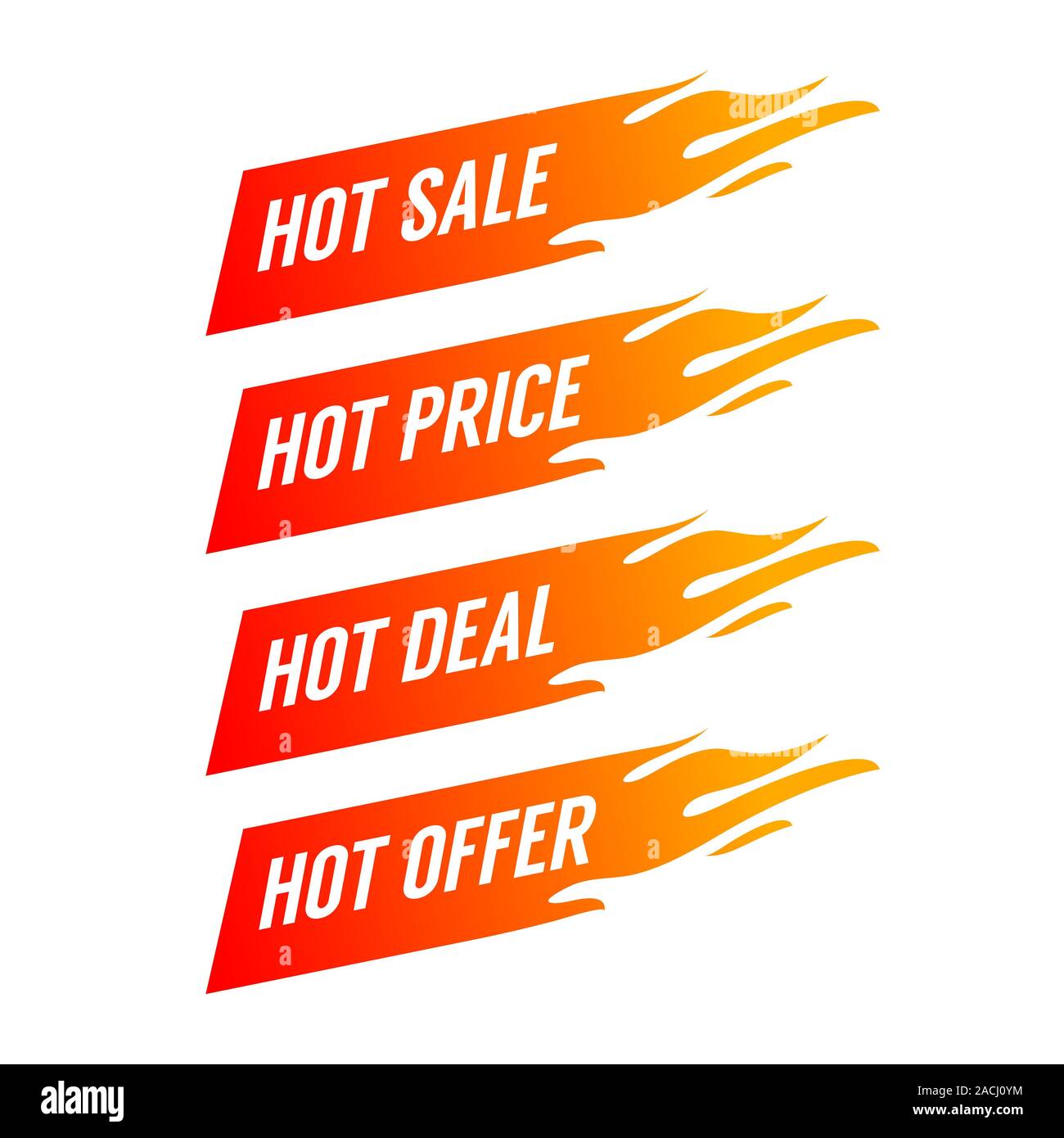 Flat promotion fire banner, price tag, hot sale, offer, price Stock ...