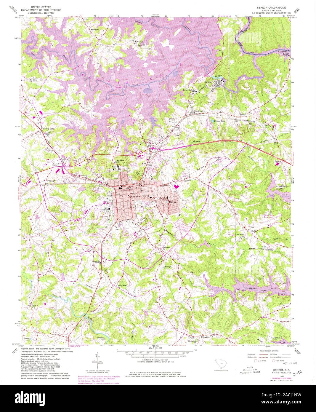 USGS TOPO Map South Carolina SC Seneca 261546 1958 24000 Restoration ...