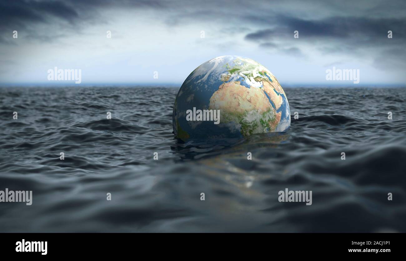 Drowning Earth, conceptual image. This image represents the threats ...