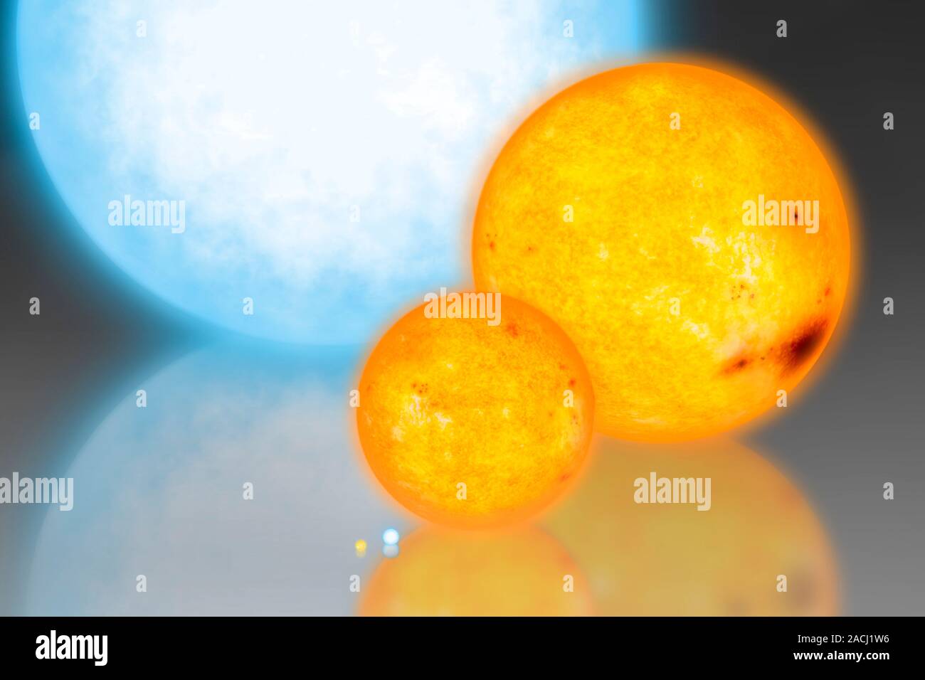 Illustration comparing the size of large stars. The small yellow star ...