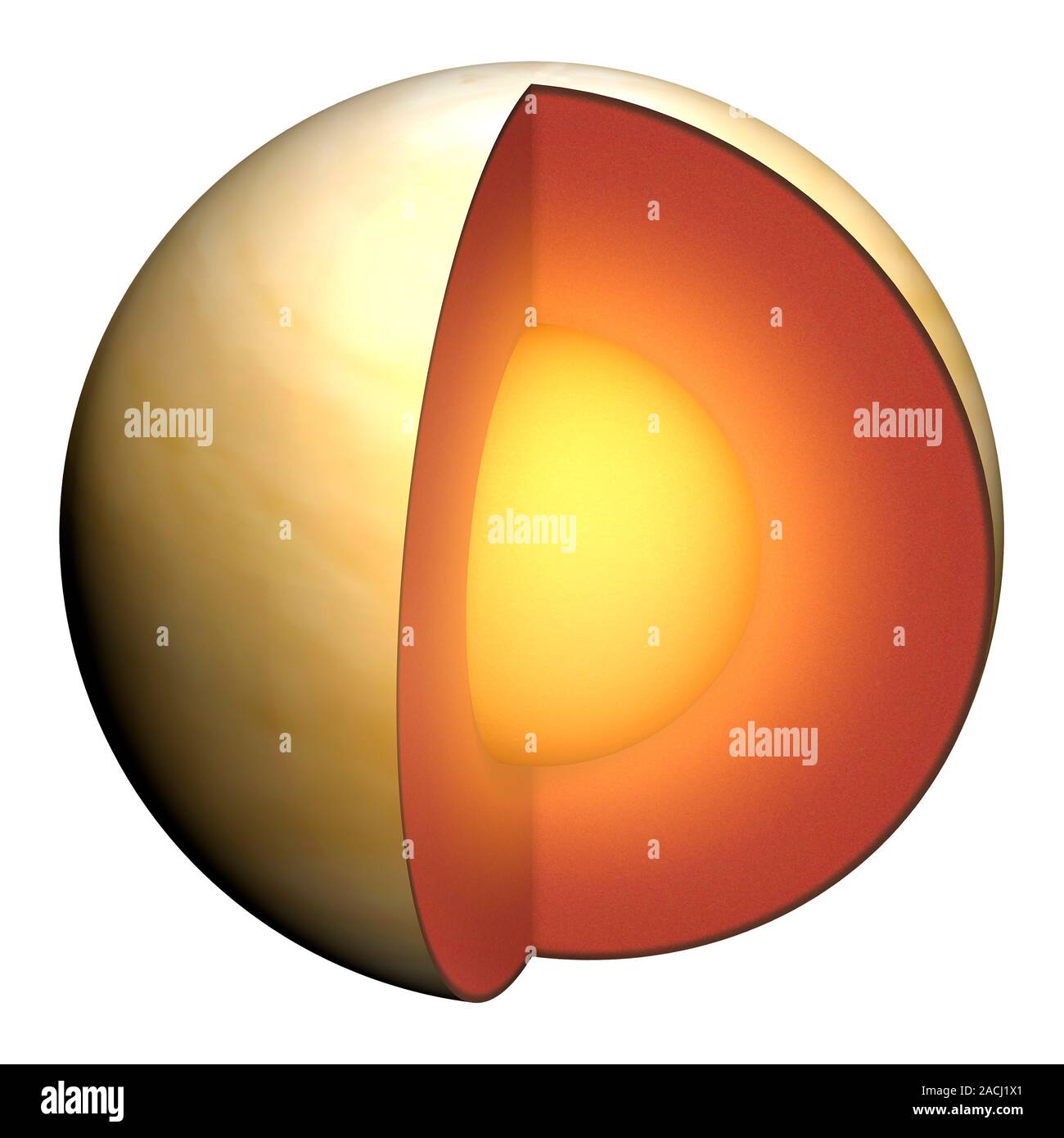 Diagram showing the interior of the terrestrial planet Venus. The ...