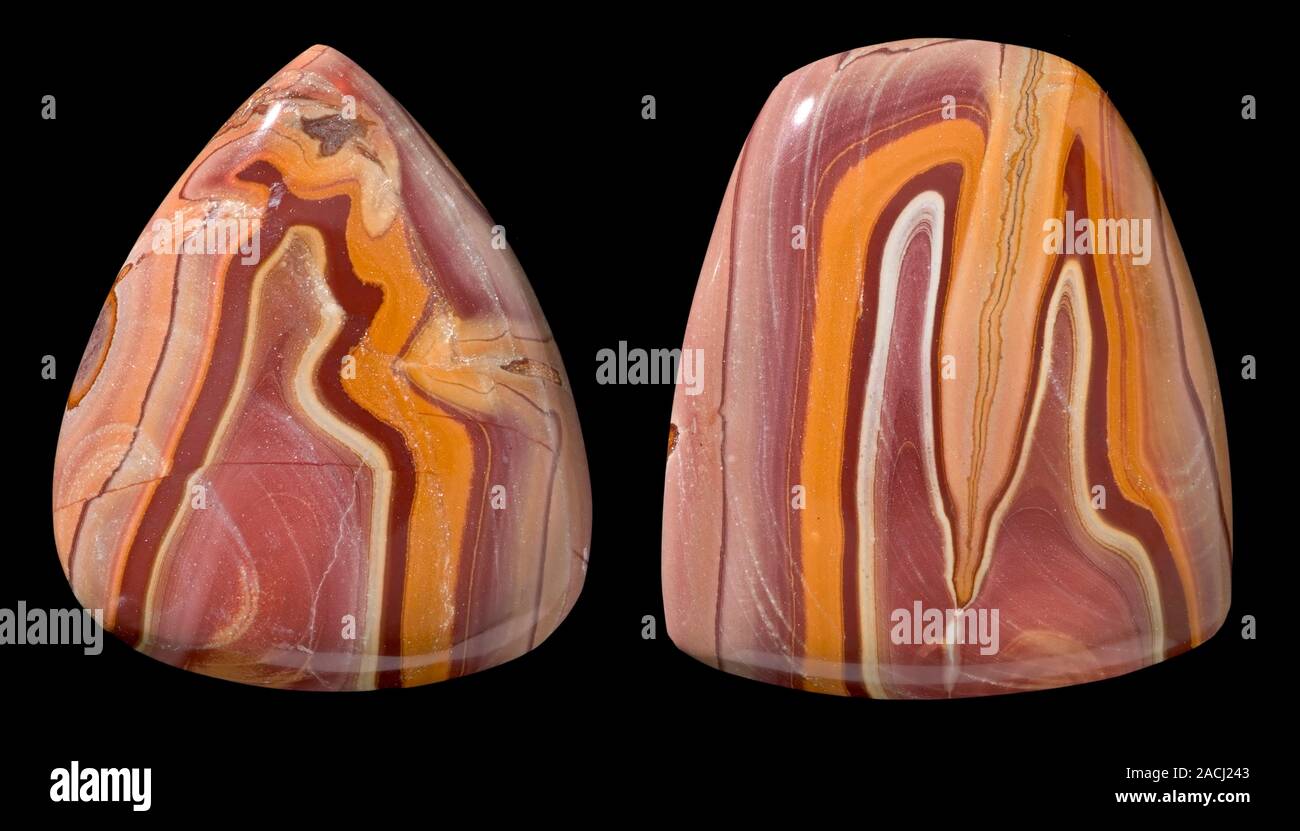 Banded rhyolite specimens. This igneous rock is often mistaken for an ...