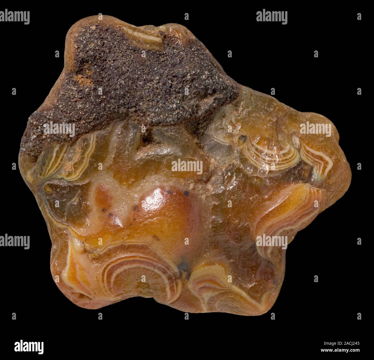 Agate. Agate is an aggregate of different forms of silica (SiO2) that ...