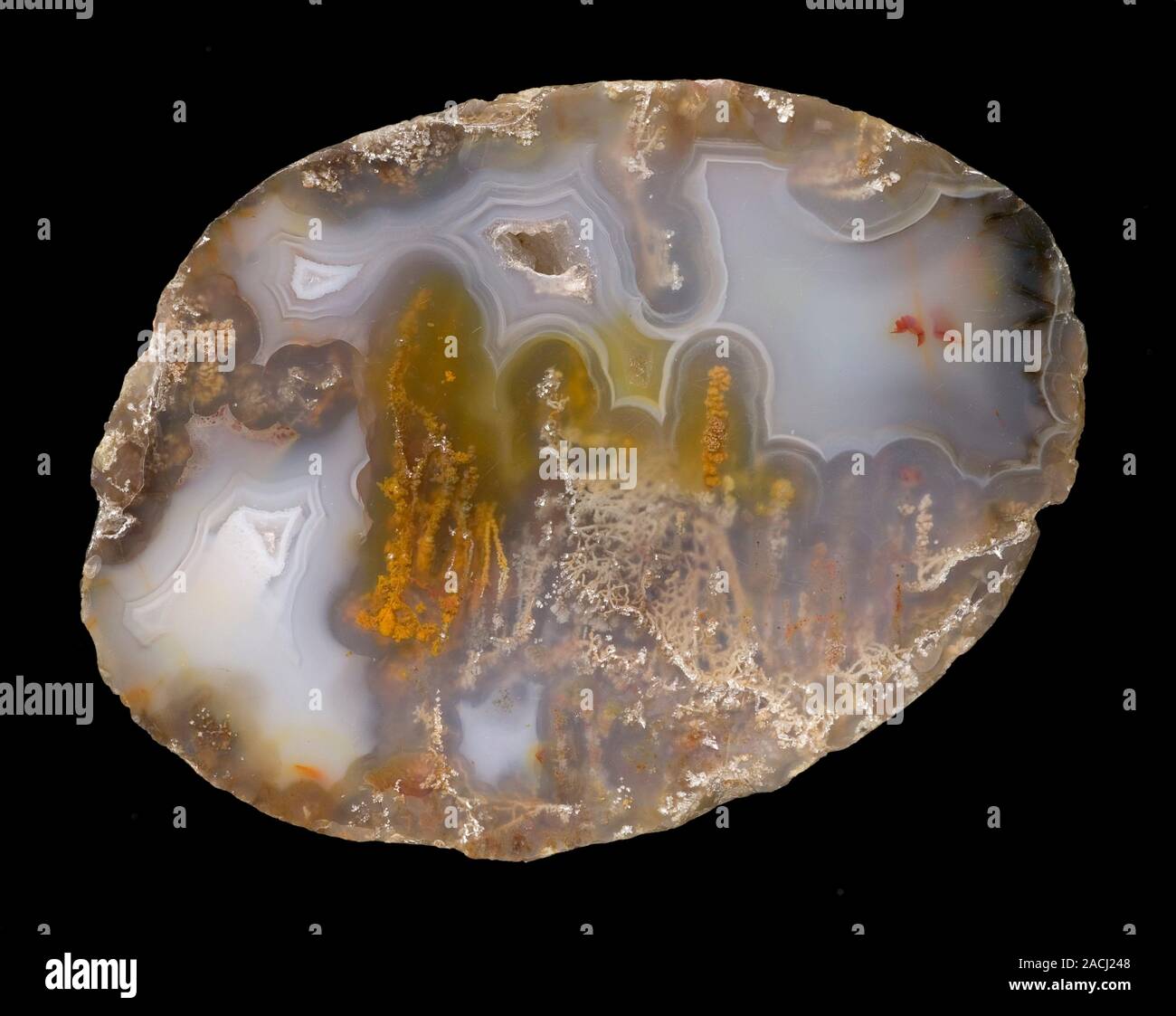 Agate with mossy inclusions. Agate is an aggregate of different forms ...