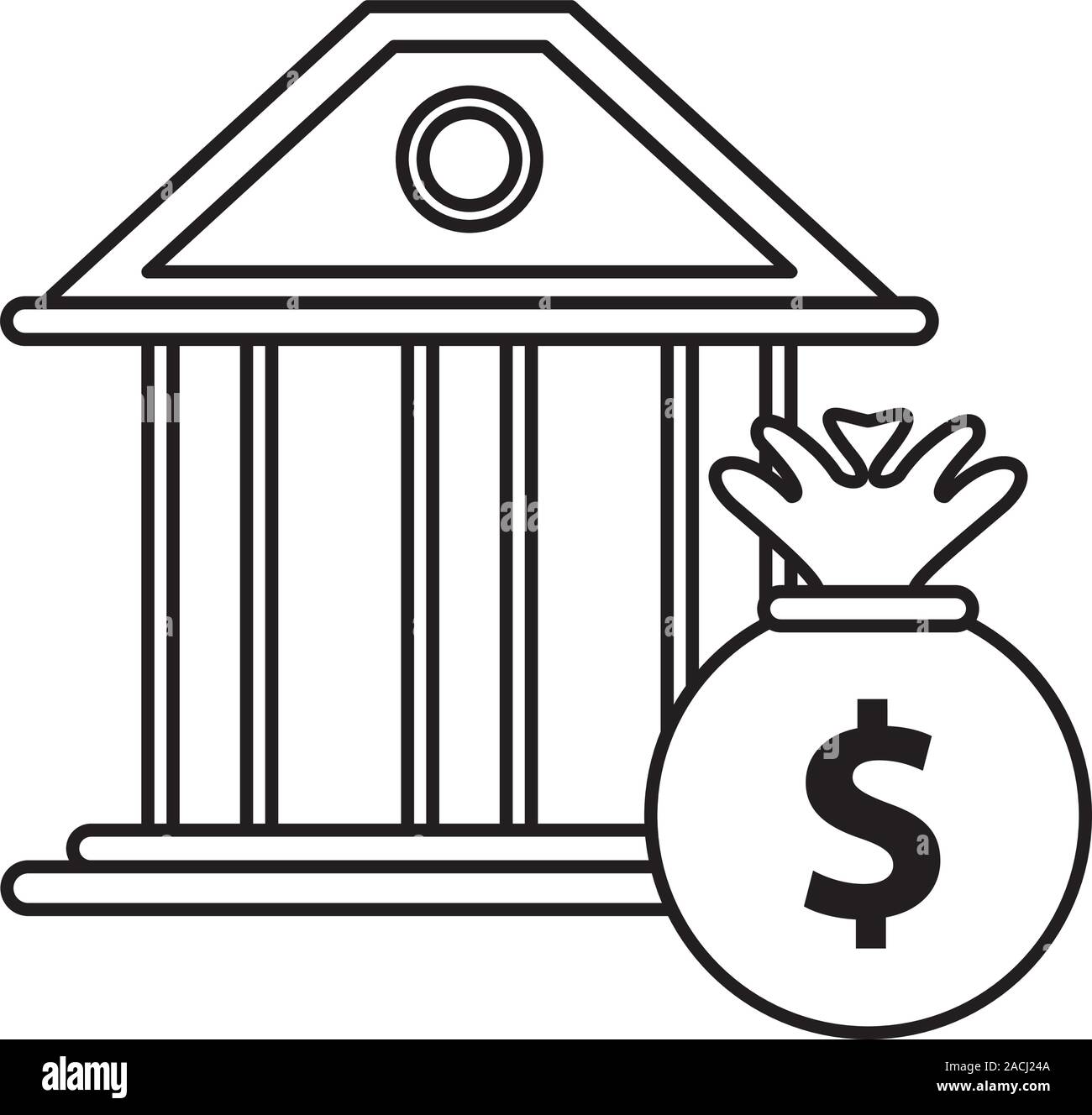 money bag with bank building Stock Vector Image & Art - Alamy