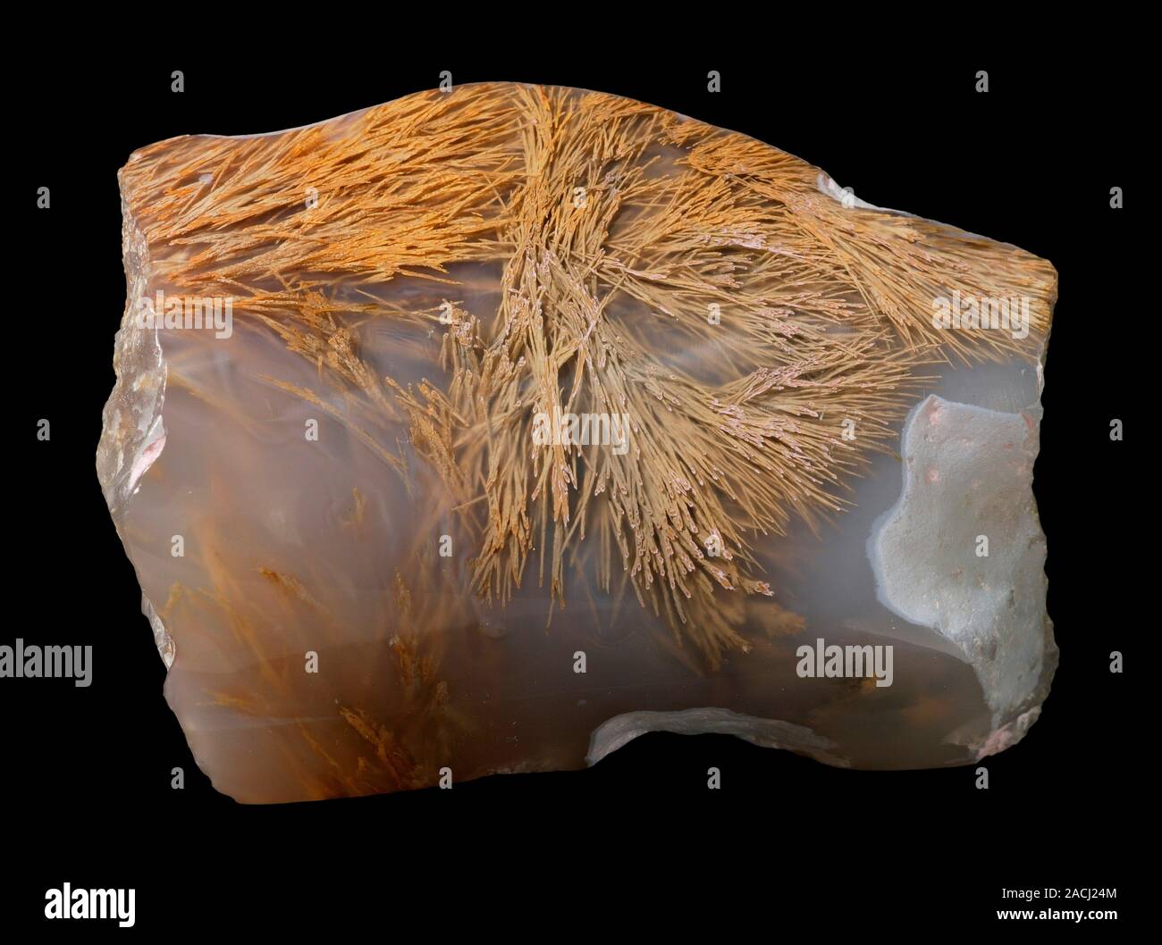 Sagenitic agate. Agate is an aggregate of different forms of silica ...