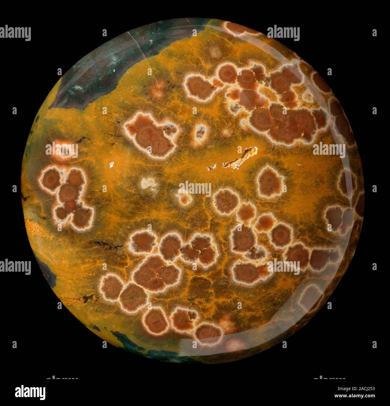 Ocean jasper agate. Agate is an aggregate of different forms of silica ...