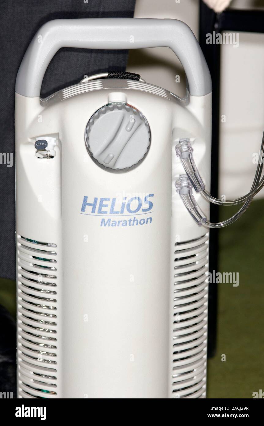 Portable oxygen cylinder for use at home. This equipment was used by a ...