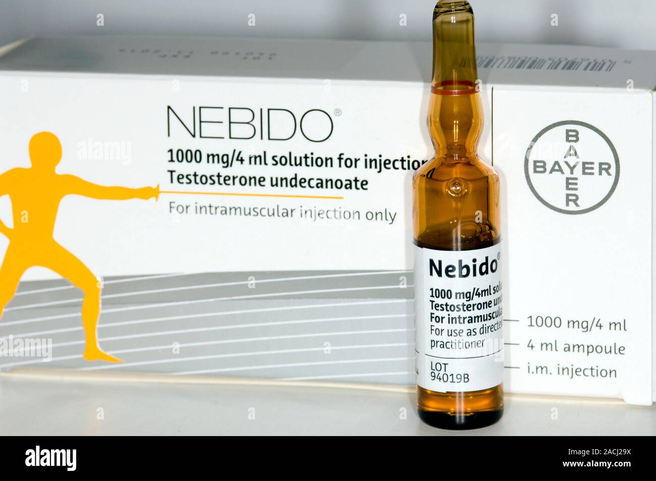 Ampoule of Nebido (testosterone) drug for intramuscular injection ...