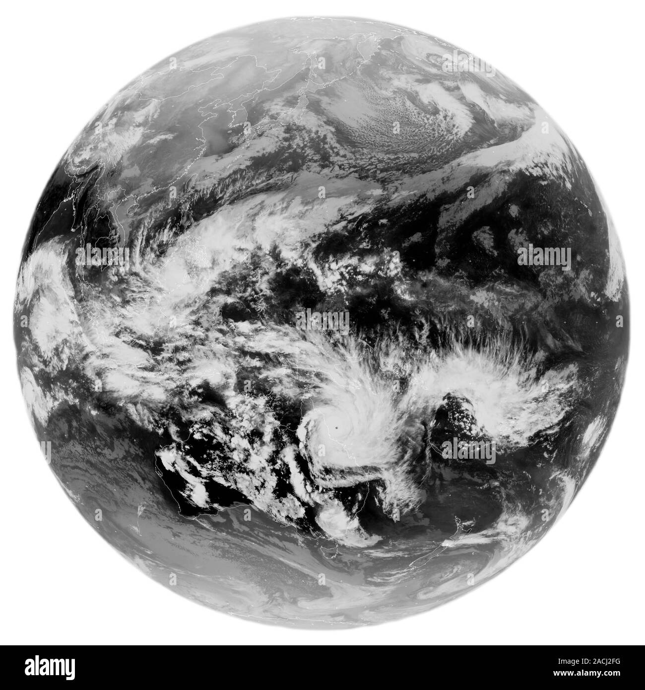 Tropical cyclone Yasi. Satellite image centred over Australasia showing ...