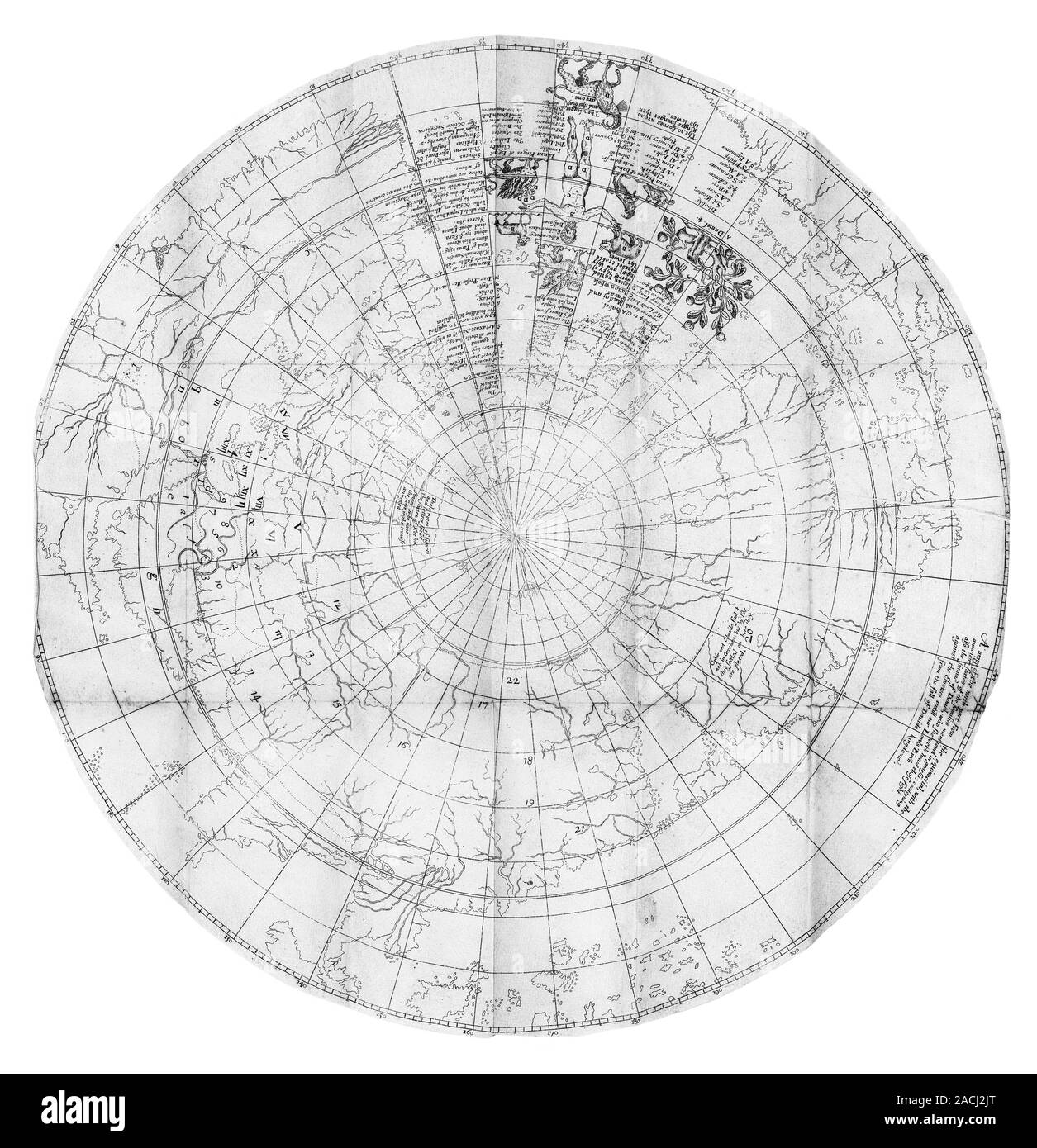 Northern hemisphere. A 16th century map of the Northern Hemisphere in a ...