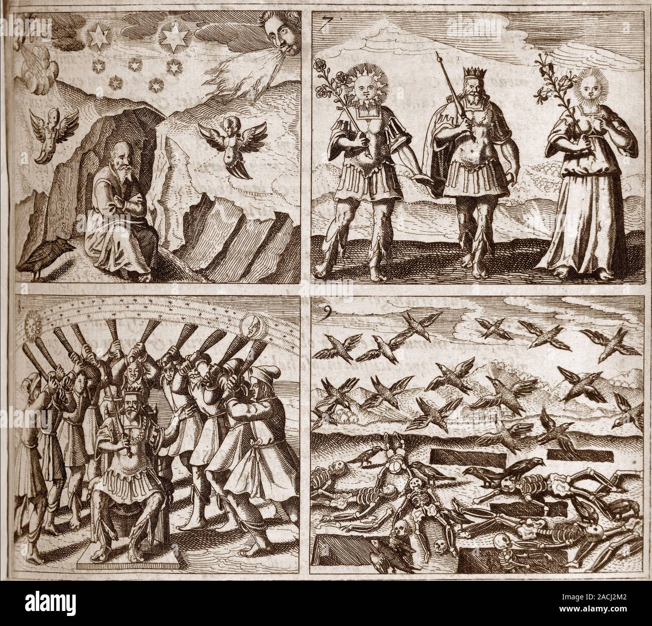 Set of four engraved emblems. This engraving comes from Philosophia ...