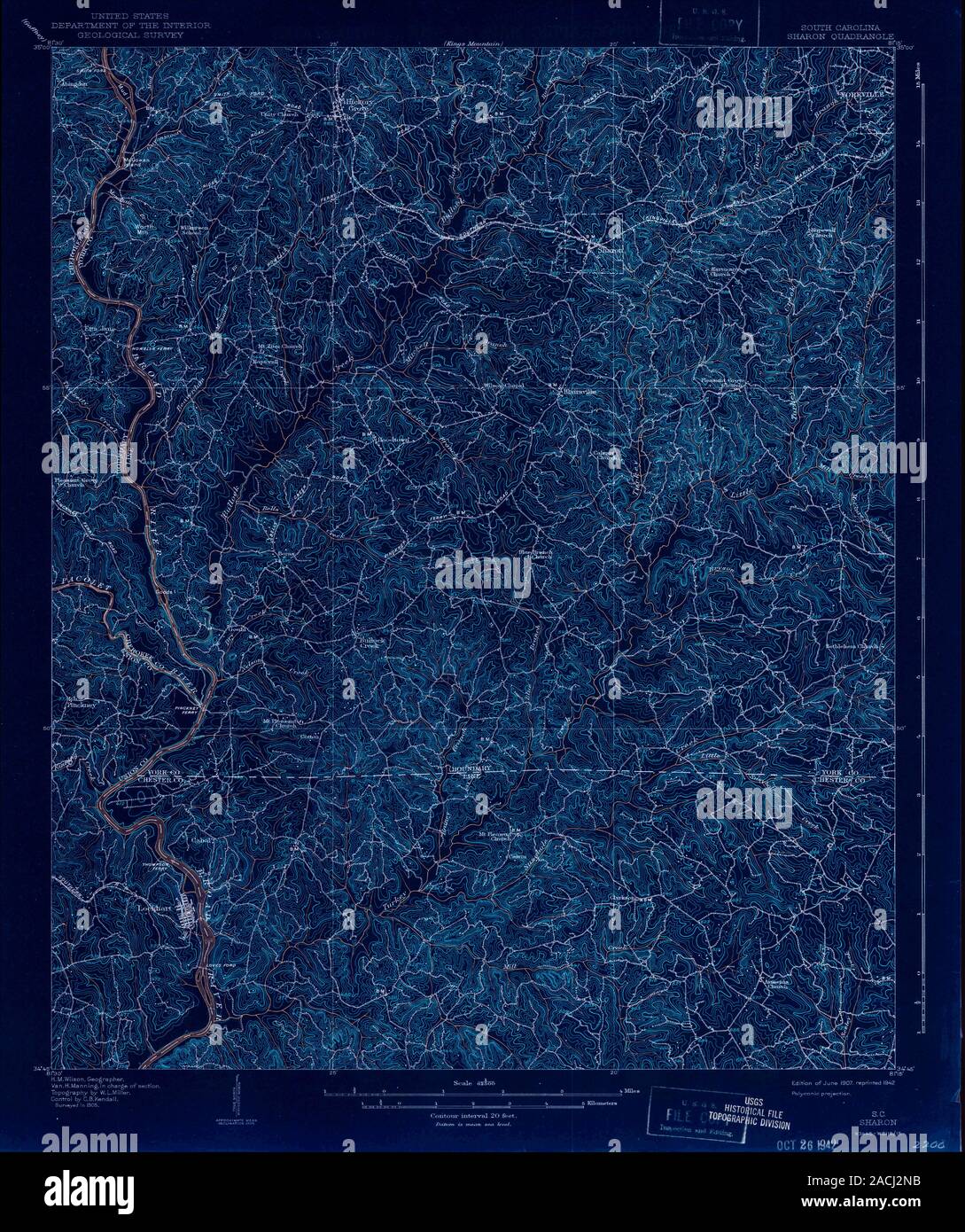 USGS TOPO Map South Carolina SC Sharon 261937 1907 62500 Inverted ...