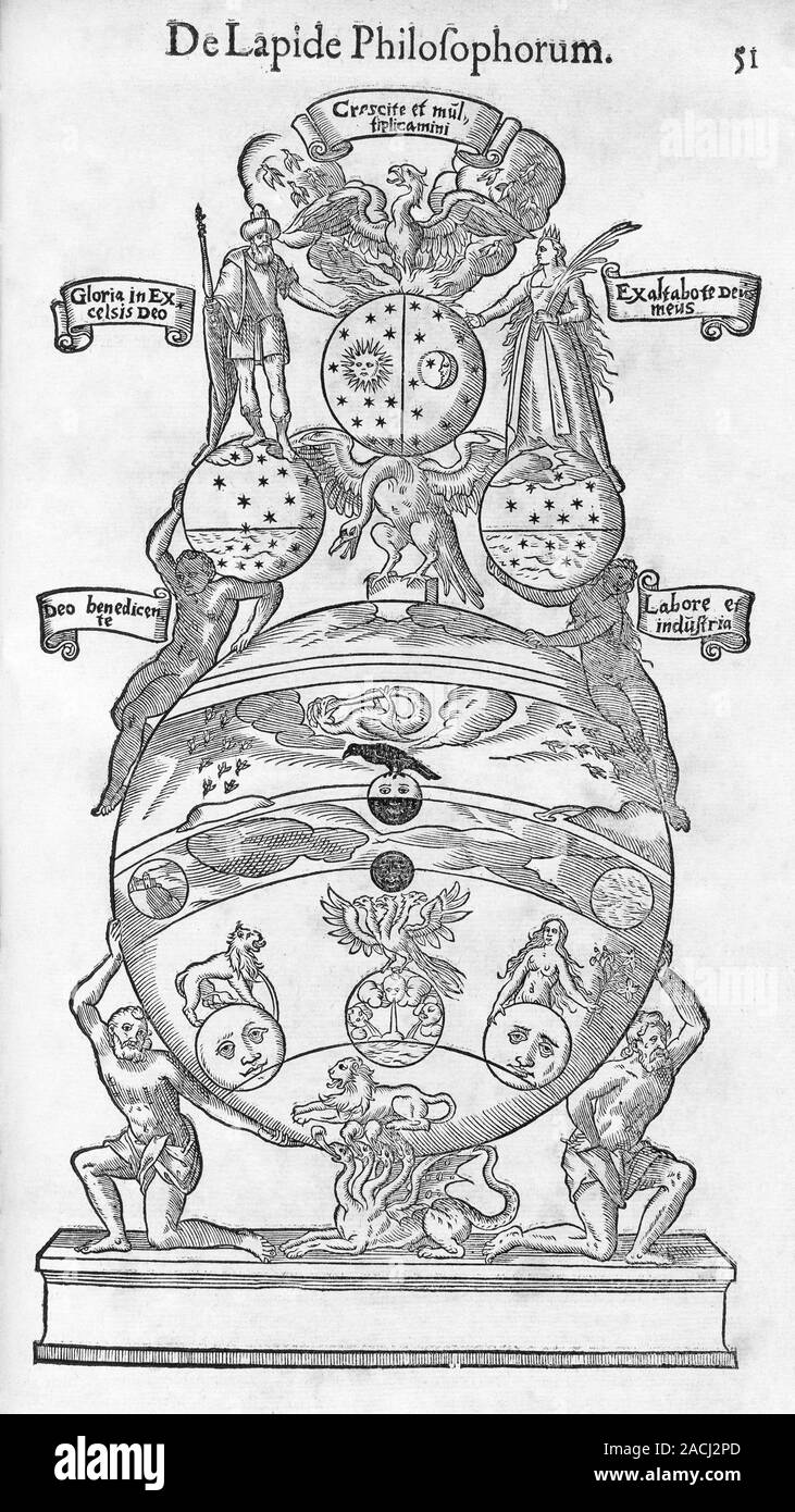 Alchemy. Woodcut illustration of a vessel used to contain the ...