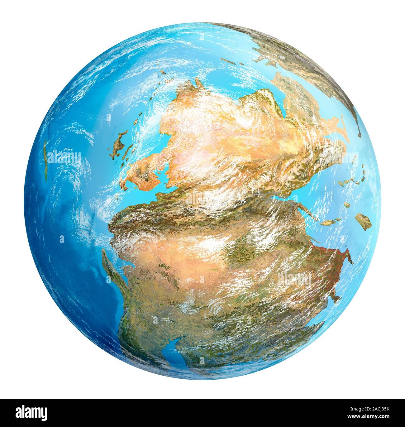 Pangea supercontinent, computer artwork. This supercontinent formed in ...